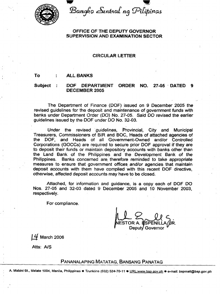 DOF Department Order No. 27-05 | PDF