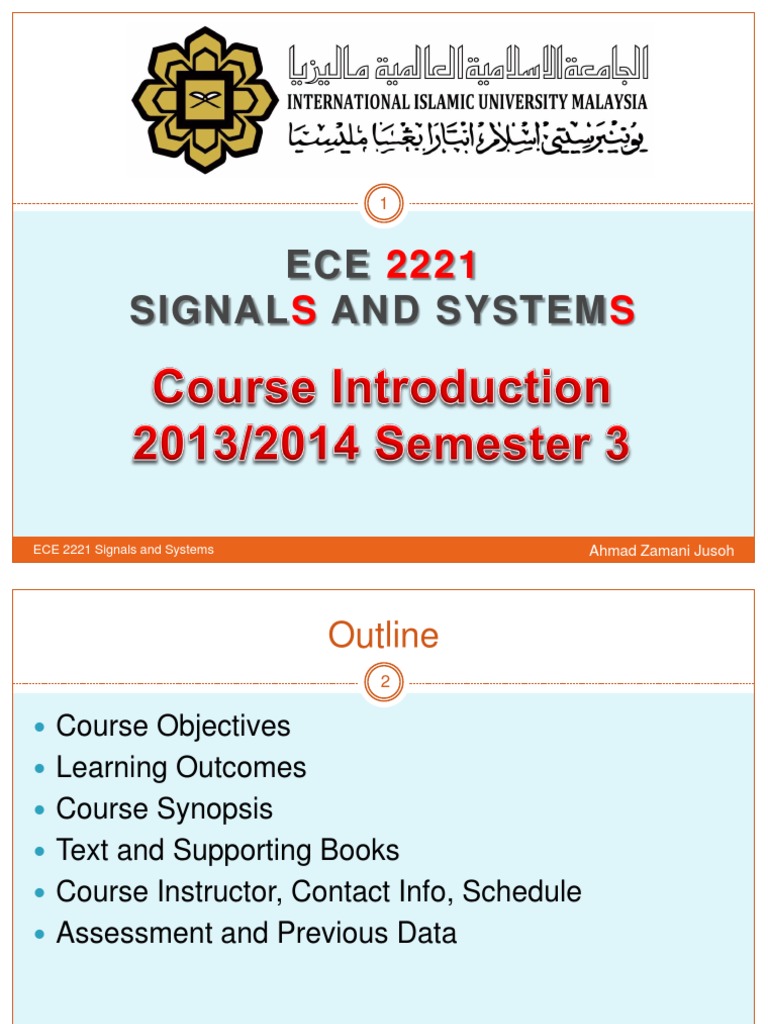 00 Course Introduction Signal & System | PDF | Signal (Electrical ...