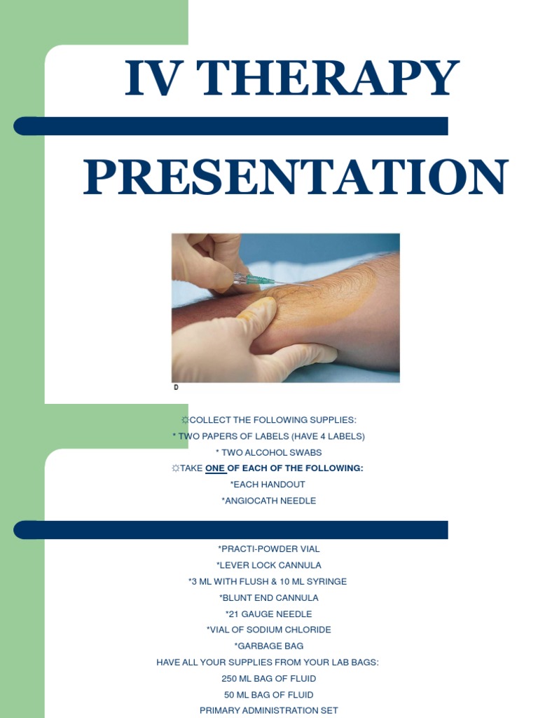 Iv Power Point Pdf Intravenous Therapy Medical Equipment