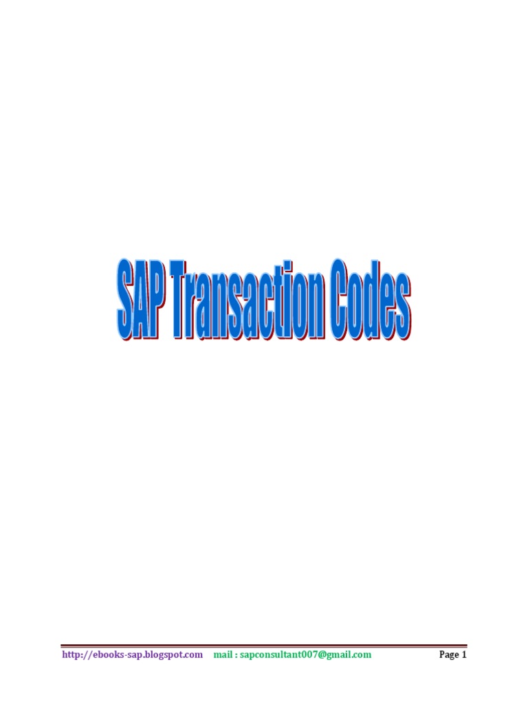 16000+ Sap Tcodes | PDF | Computing | Software