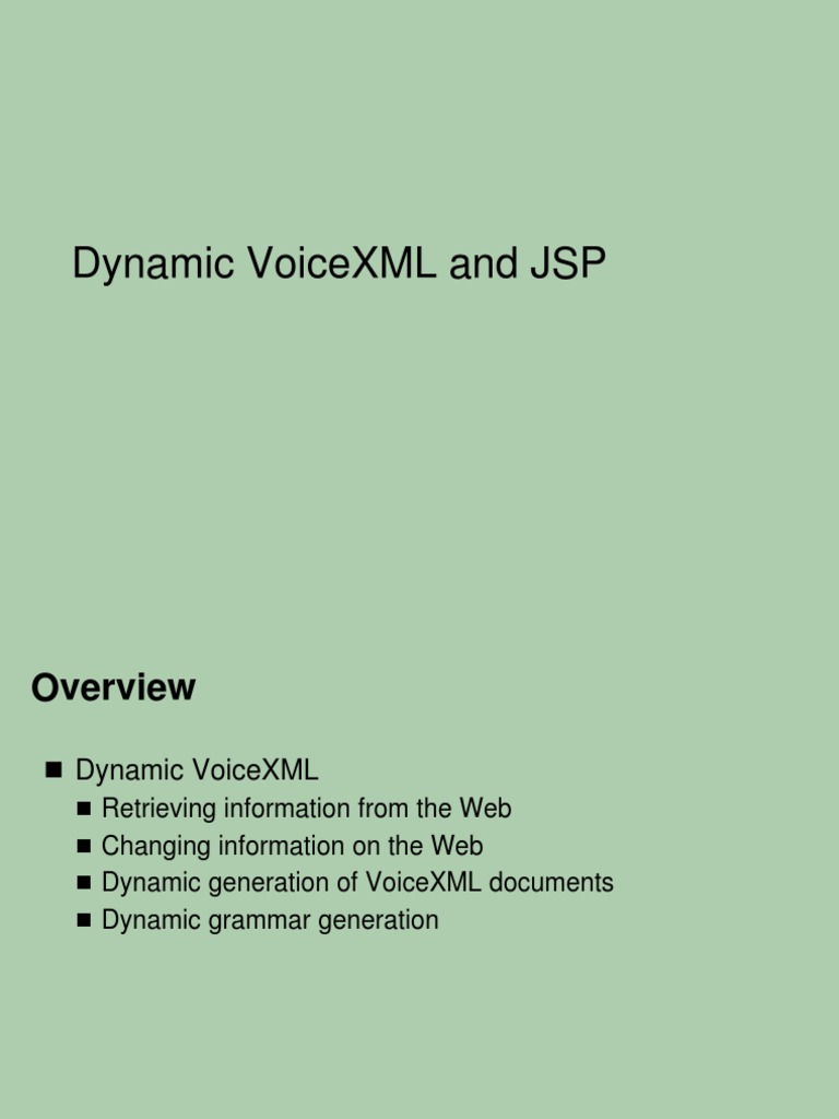 Dynamic VoiceXML with JSP Integration | PDF | Java Server Pages | String (Computer Science)