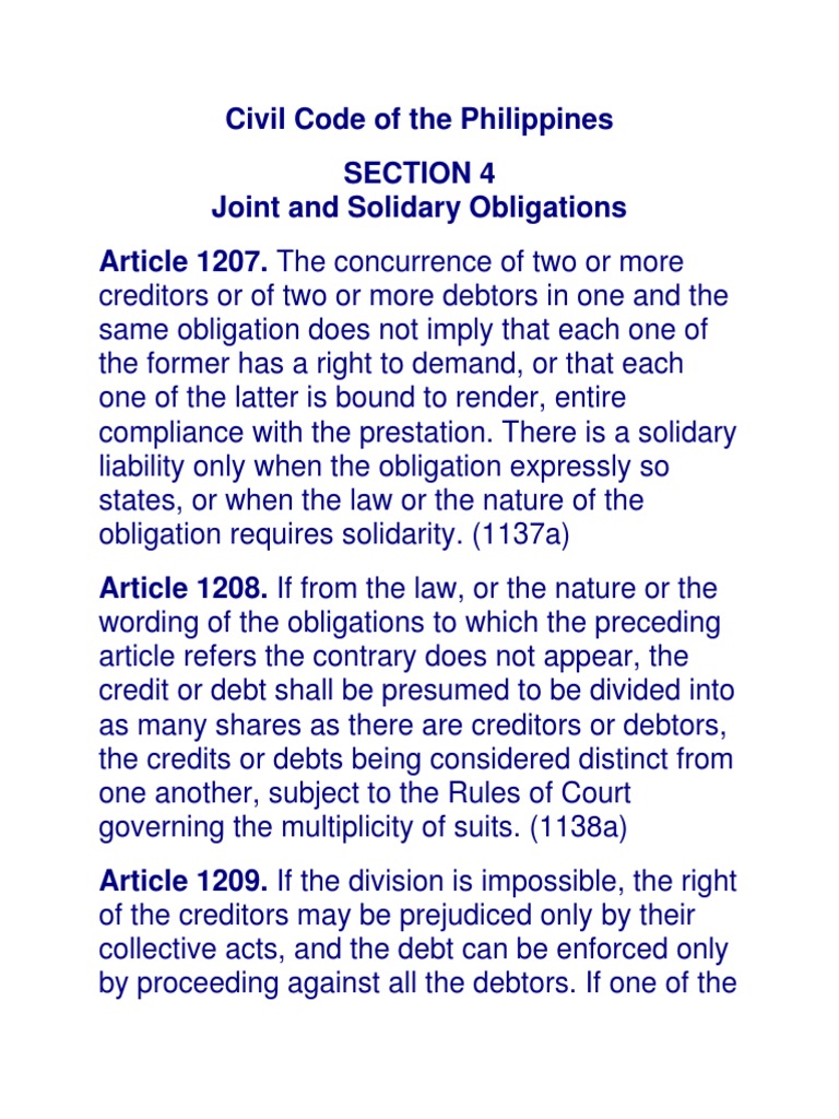 Joint and Solidary Obligations | PDF | Legal Concepts | Civil Law ...