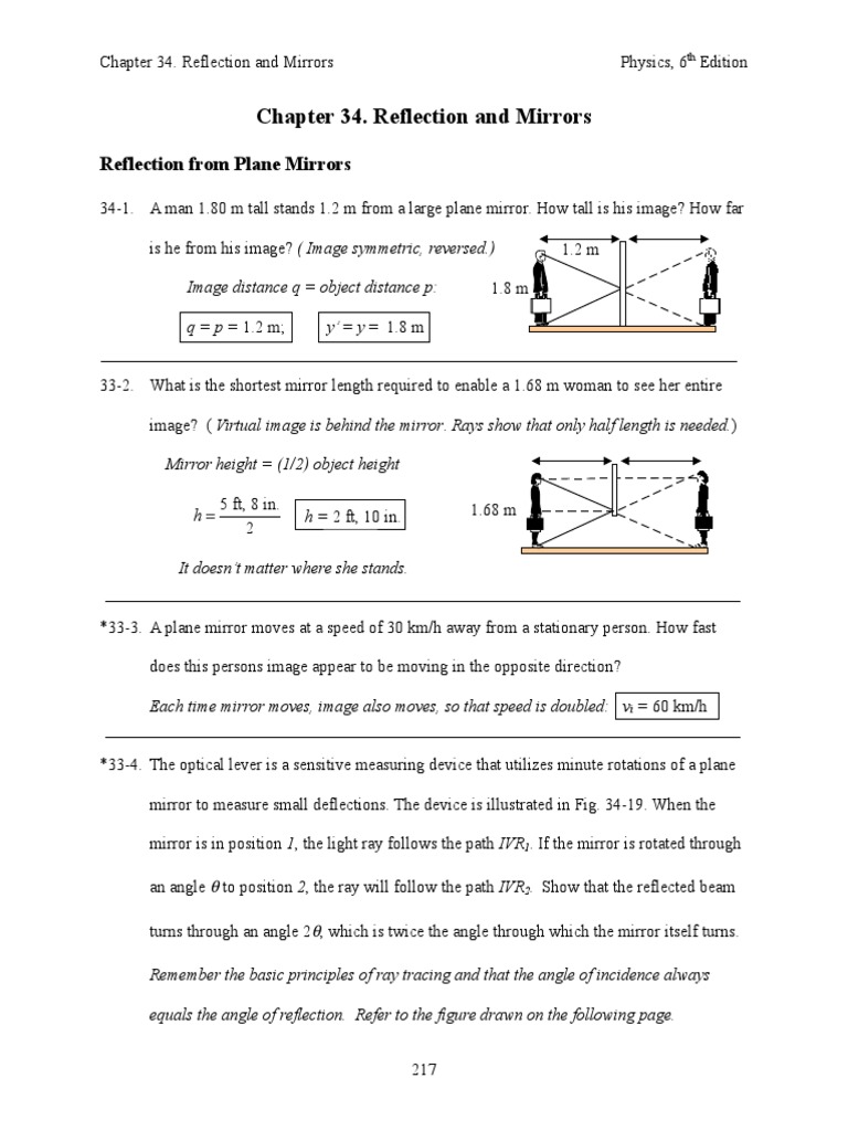 Chapter 34. Reflection and Mirrors | PDF | Reflection (Physics) | Mirror