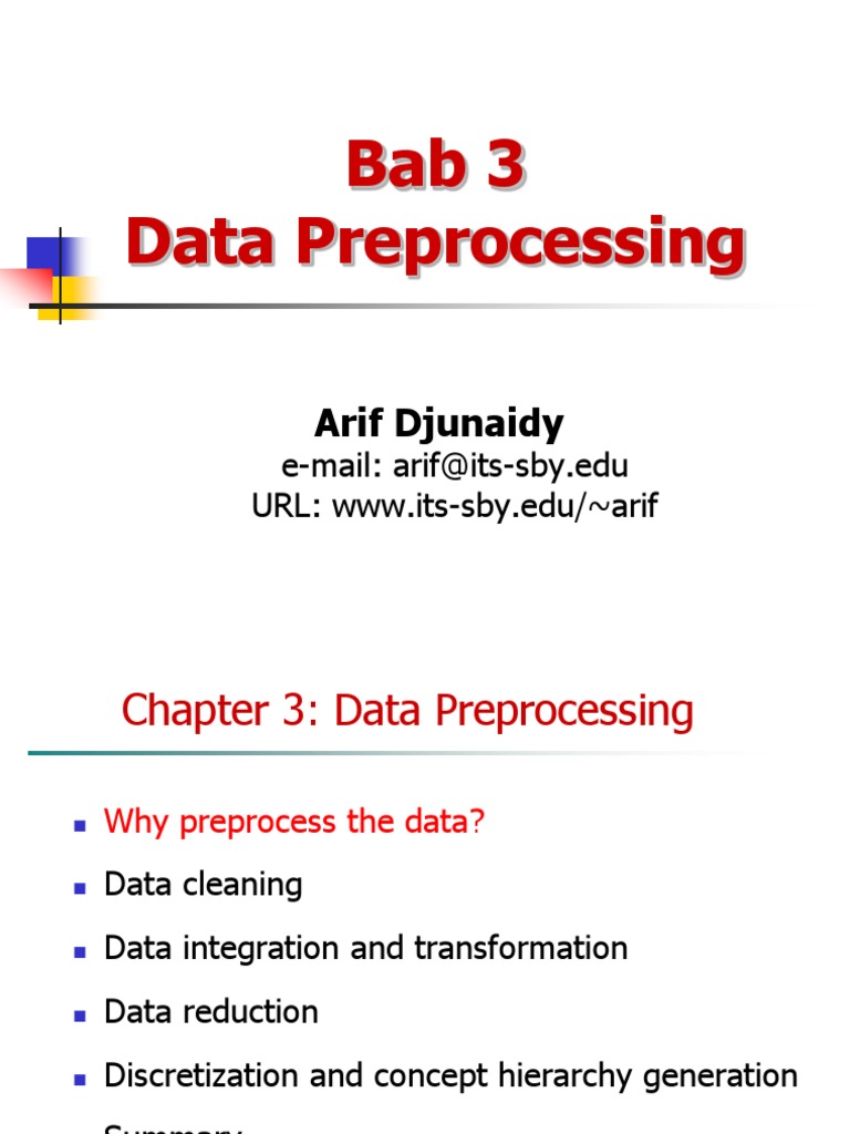 Bab 3 Data Preprocessing: Arif Djunaidy | PDF | Data Compression | Wavelet