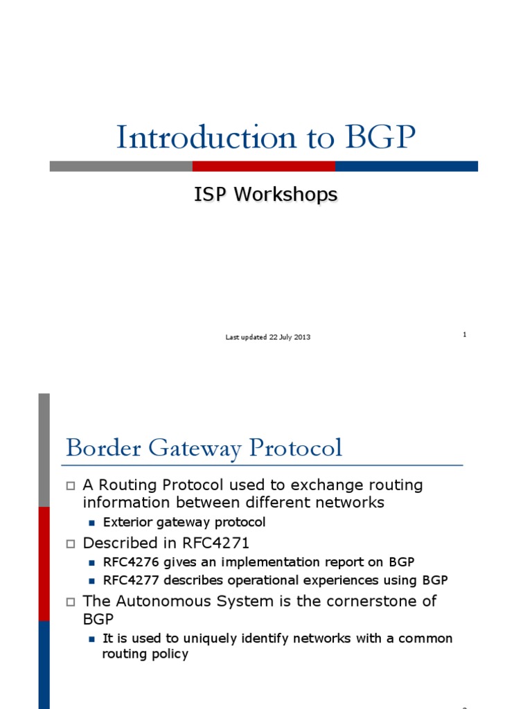 Introduction To BGP: ISP Workshops | PDF | Routing | Router (Computing)