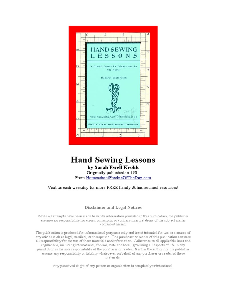 Hand Sewing Lessons | PDF | Seam (Sewing) | Sewing