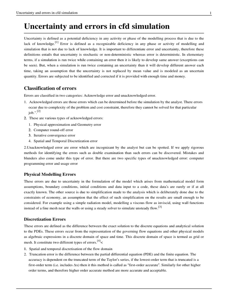 Uncertainty and Errors in CFD Simulation | PDF | Partial Differential ...