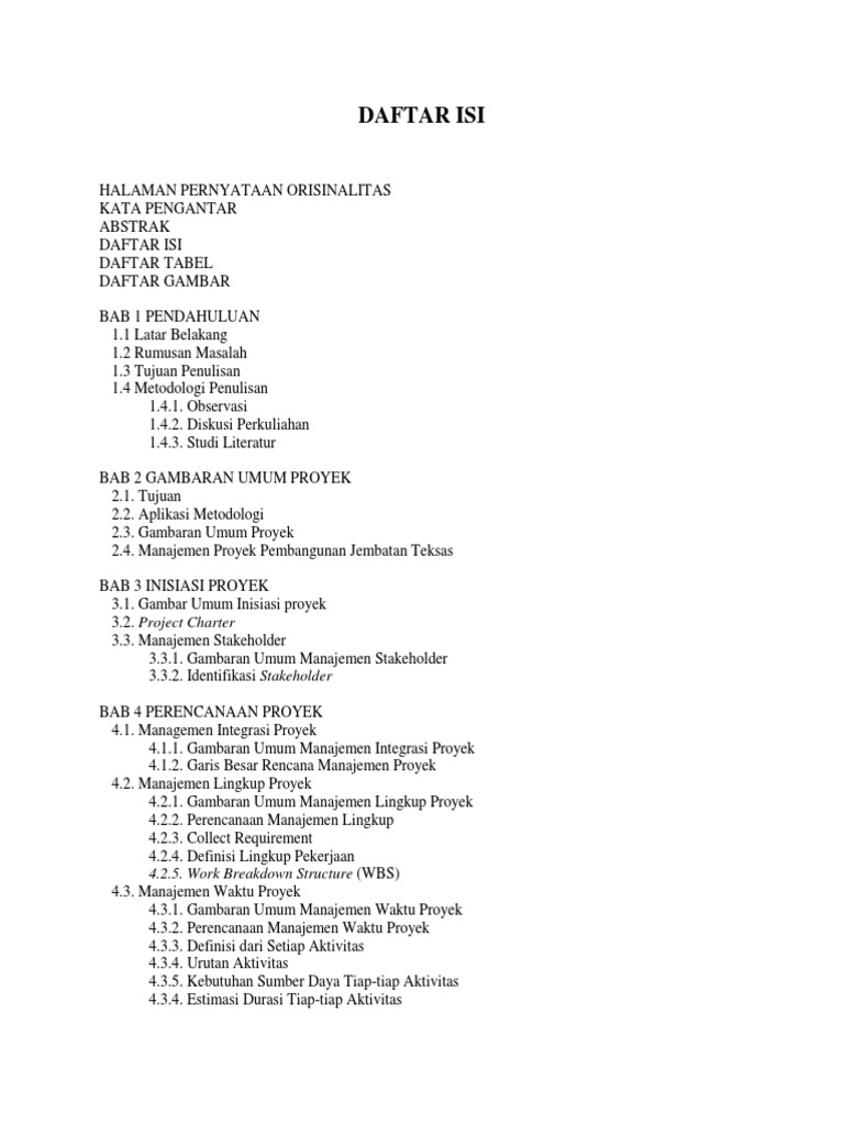Contoh Daftar Isi Tugas Besar | PDF