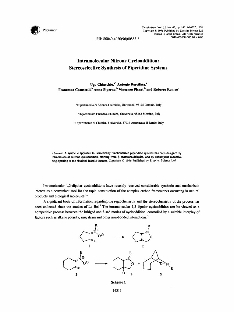 Intramolecular Nitrone Cycloaddition: Stereoselective Synthesis of ...
