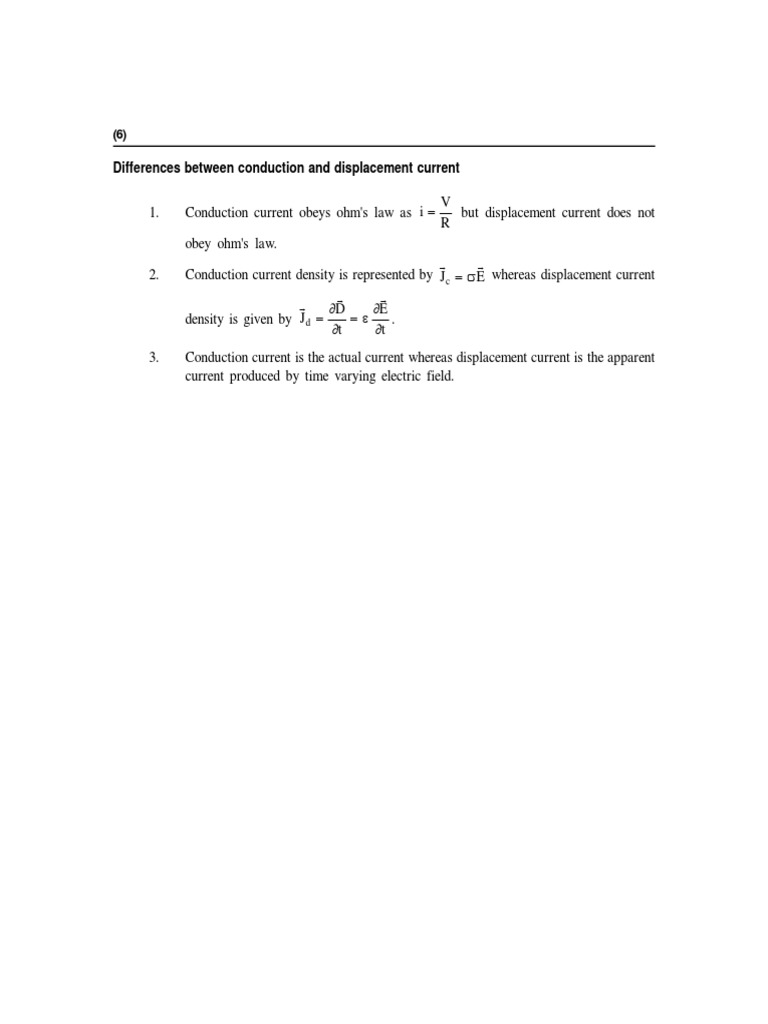 Conduction vs Displacement Current Explained | PDF | Electrical ...