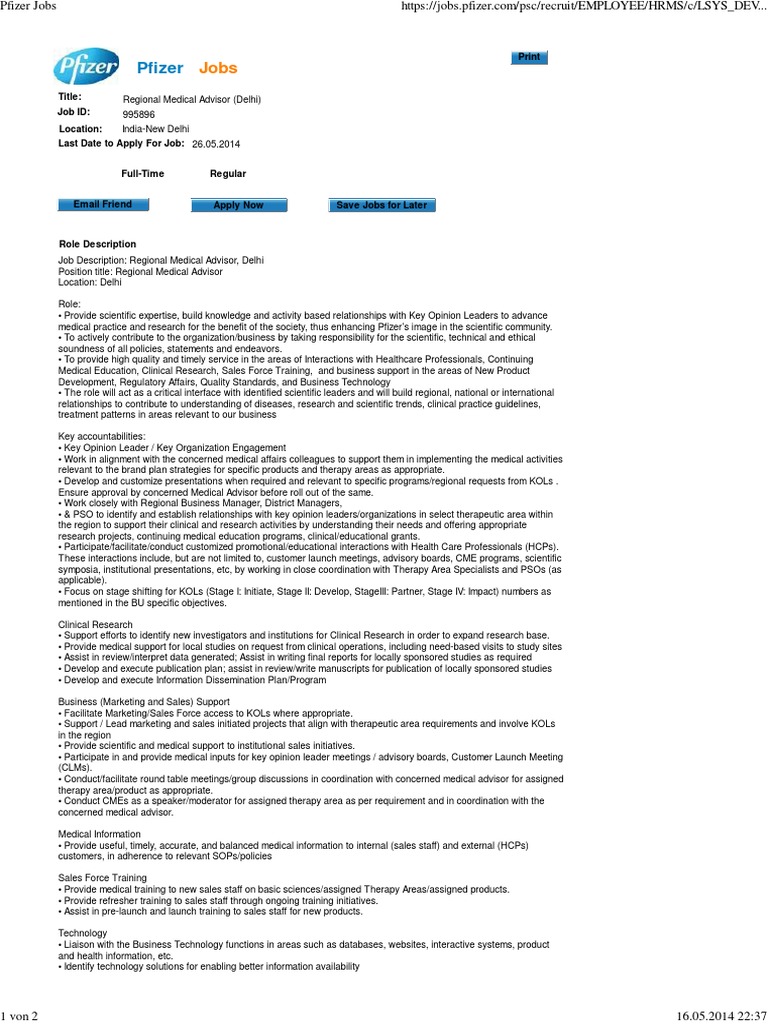 Pfizer Jobs | Download Free PDF | Clinical Trial | Medicine