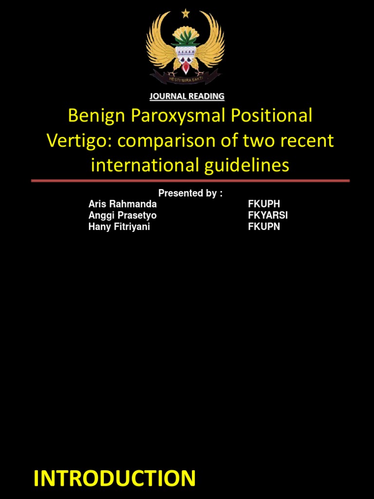 Benign Paroxysmal Positional Vertigo Journal Comparison of Two Recent ...