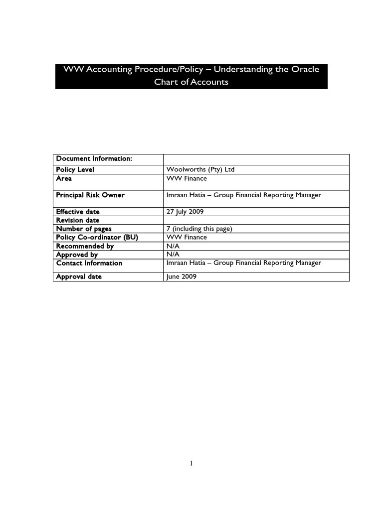 Understanding The Oracle Chart of Accounts | PDF | Revenue | Business ...