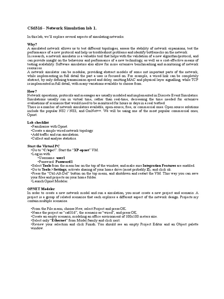 CS6316 - Network Simulation Lab 1 | PDF | Communications Protocols | Simulation