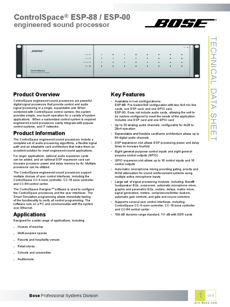 ControlSpace ESP-88 | PDF | Decibel | Digital Signal Processing