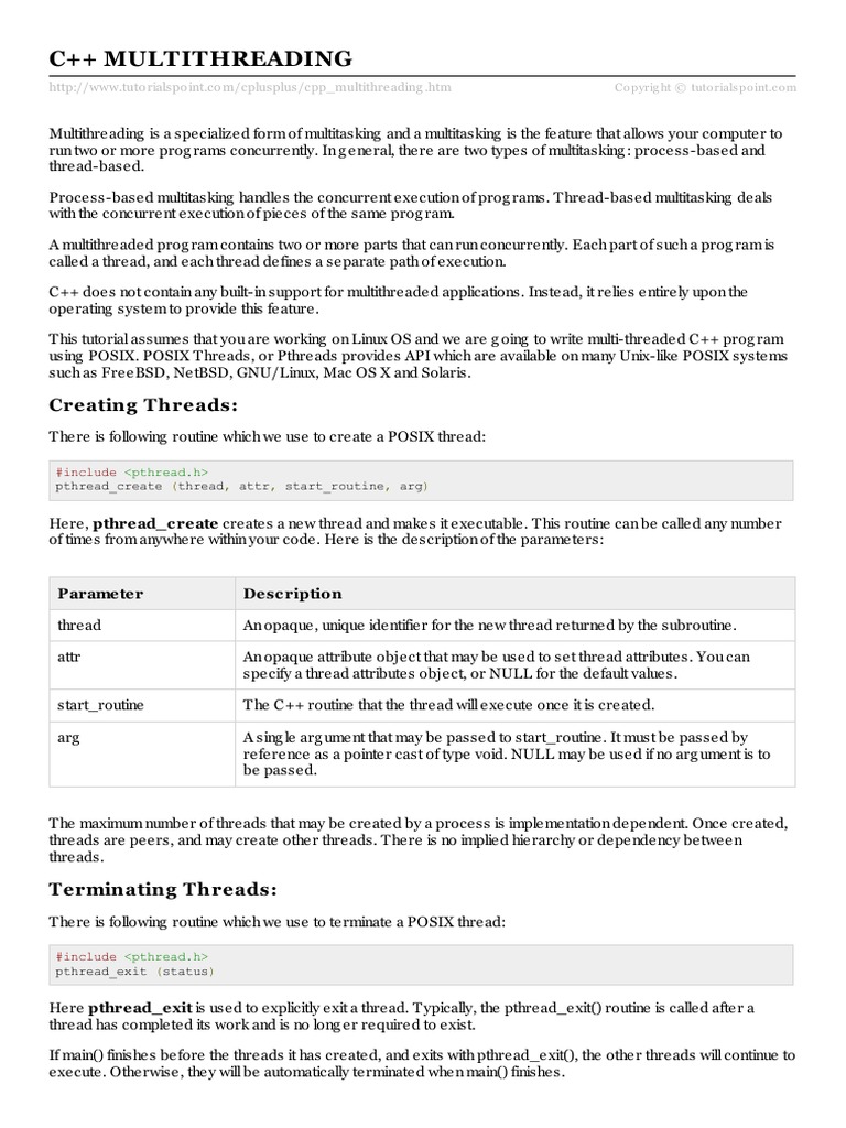 C Multithreading Creating Threads Pdf Thread Computing Parameter Computer Programming