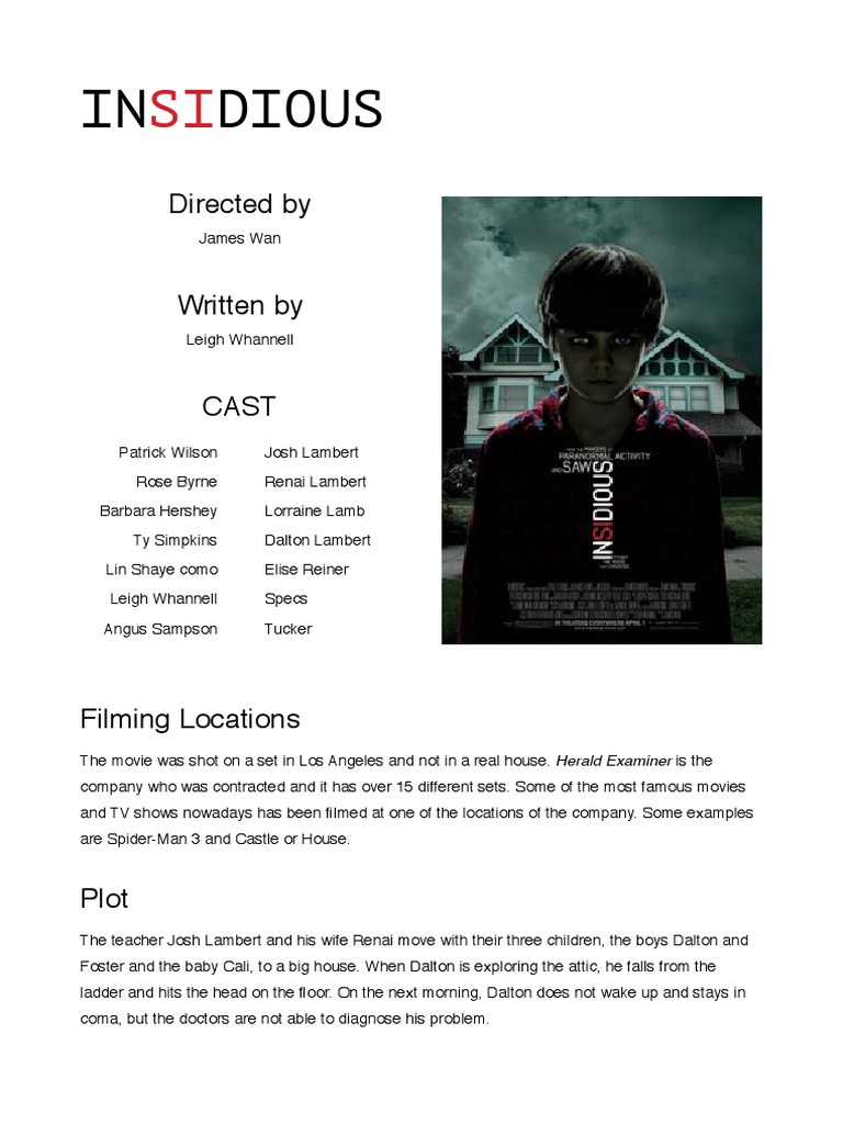 Insidious Poster Analysis