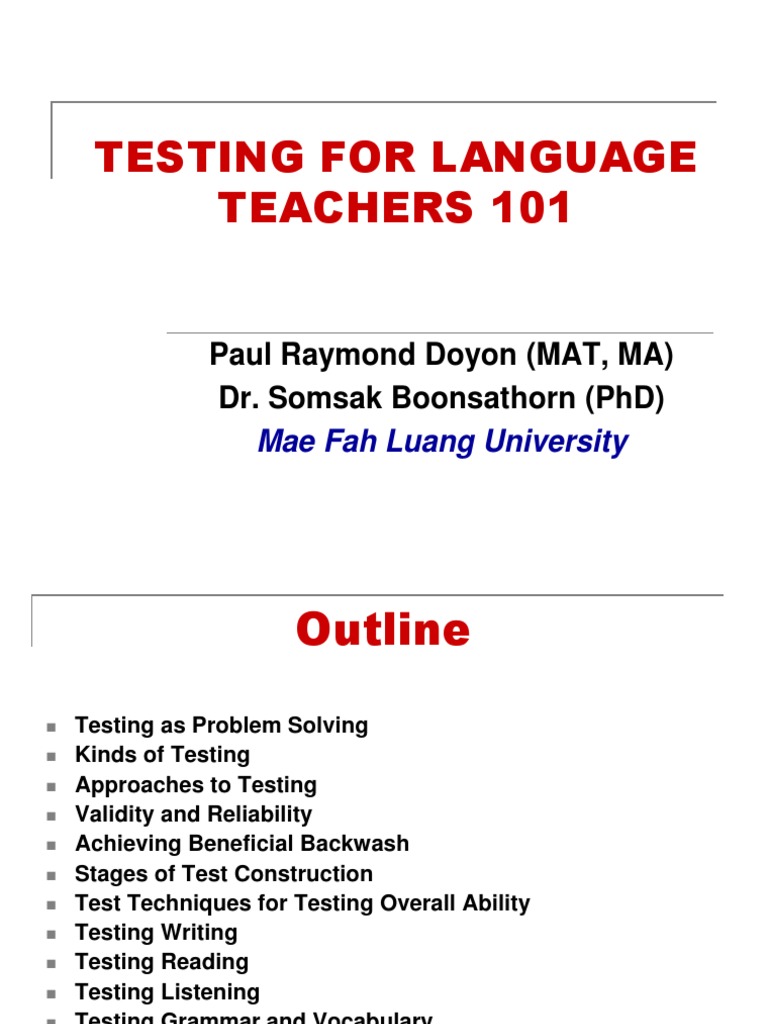 Testing Strategies for Language Educators | PDF | Multiple Choice ...