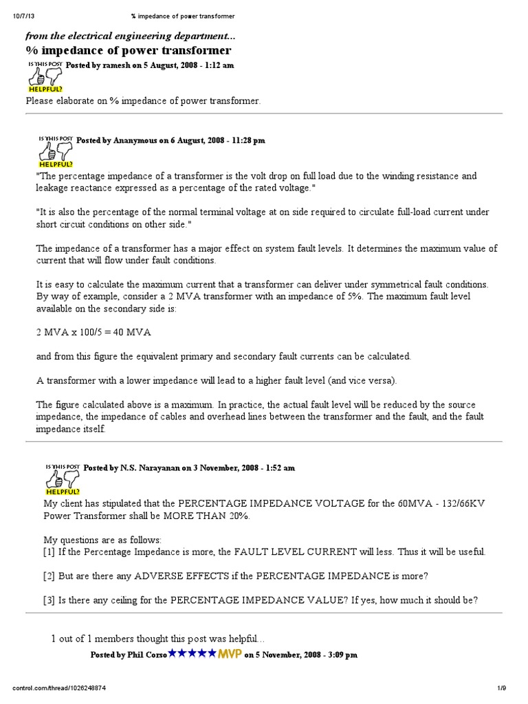 Impedance Of Power Transformer Pdf Transformer Electrical Impedance