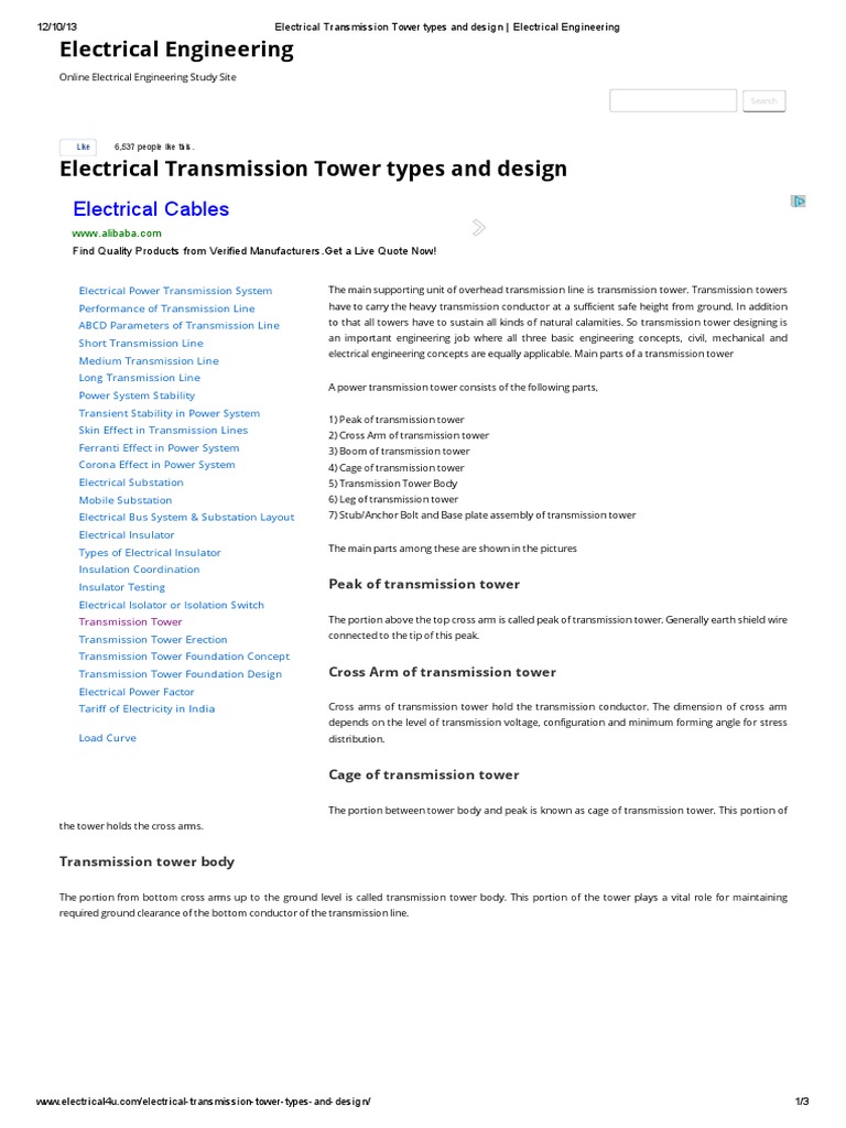 Electrical Transmission Tower Types and Design | PDF | Electric Power ...