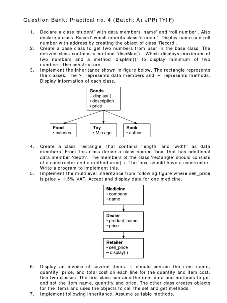 Question Bank: Practical No. 4 (Batch: A) JPR (TYIF) : Goods | PDF ... Question Bank: Practical No. 4 (Batch: A) JPR (TYIF) : Goods | PDF ...