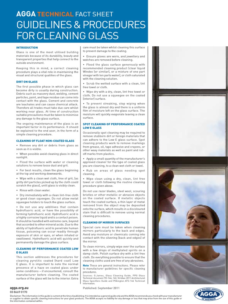 Guidelines & Procedures For Cleaning Glass: Technical | PDF ...