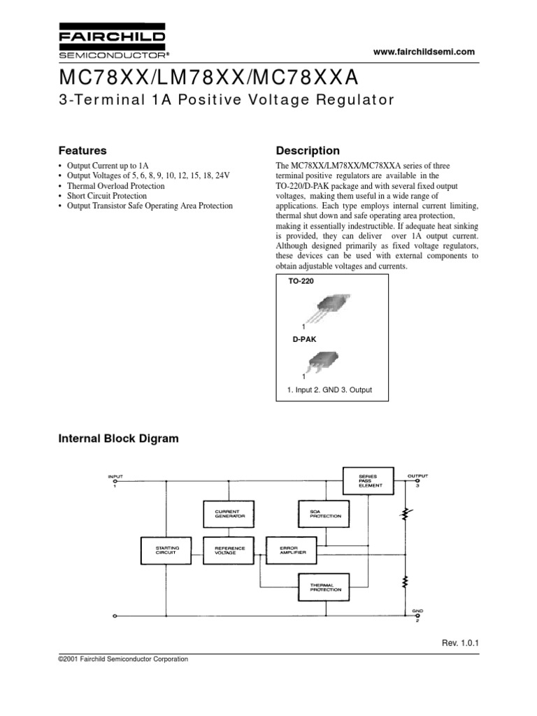 MC78XX/LM78XX/MC78XXA: 3-Terminal 1A Positive Voltage Regulator | PDF ...