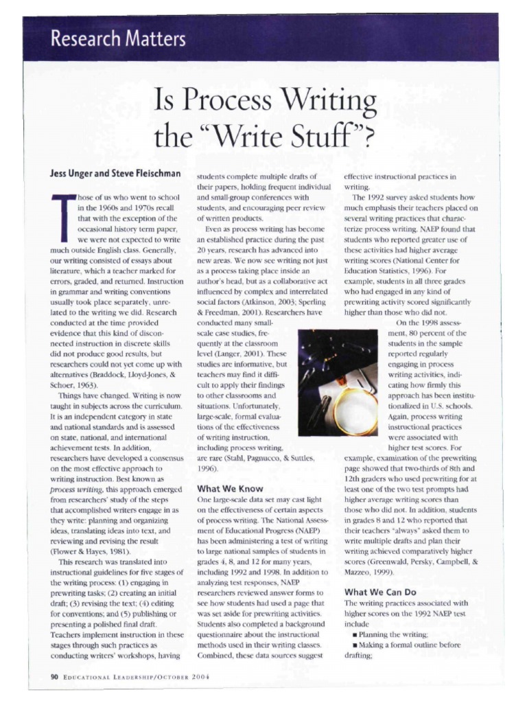 Is Process Writing The Write Stuff | PDF | National Assessment Of ...