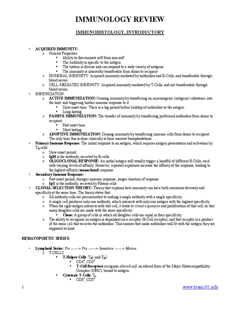 Immunology Review | PDF | B Cell | Antibody