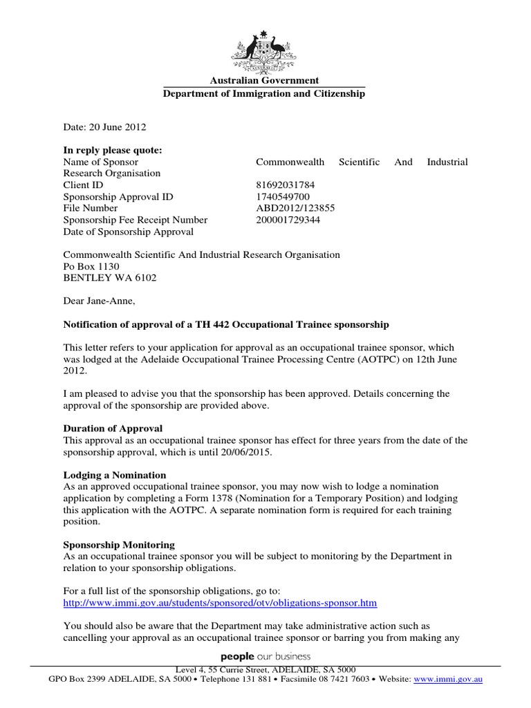 Sponsor Approval Letter | PDF | Government And Personhood | Social ...