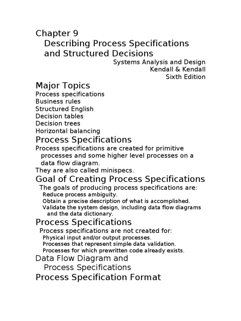 Describing Process Specifications and Structured Decisions | PDF ...