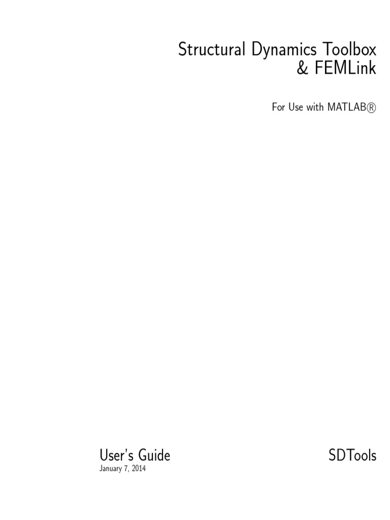Structural Dynamics Toolbox & Femlink: User'S Guide Sdtools | PDF | Matrix (Mathematics ...
