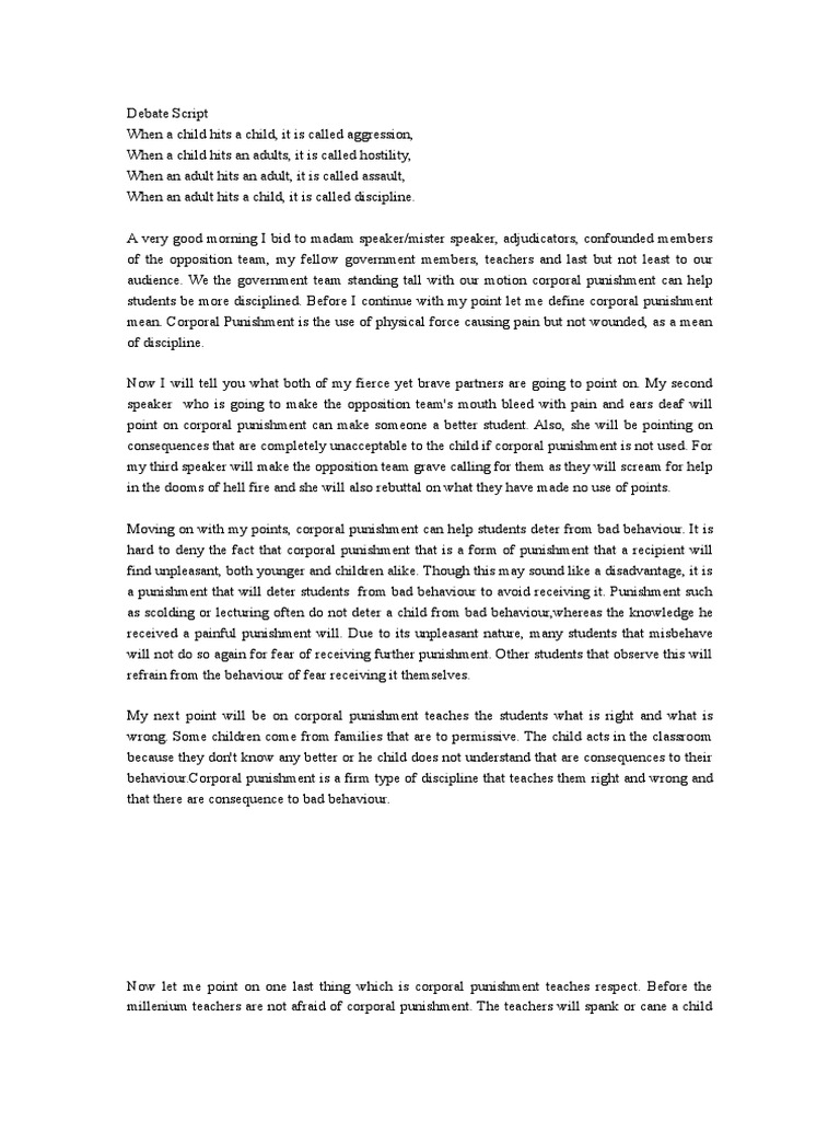 Debate Script | Punishments | Applied Ethics