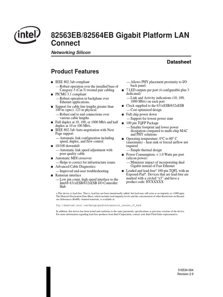 82563eb 82564eb Gbe Platform Lan Connect Datasheet | PDF | Capacitor ...