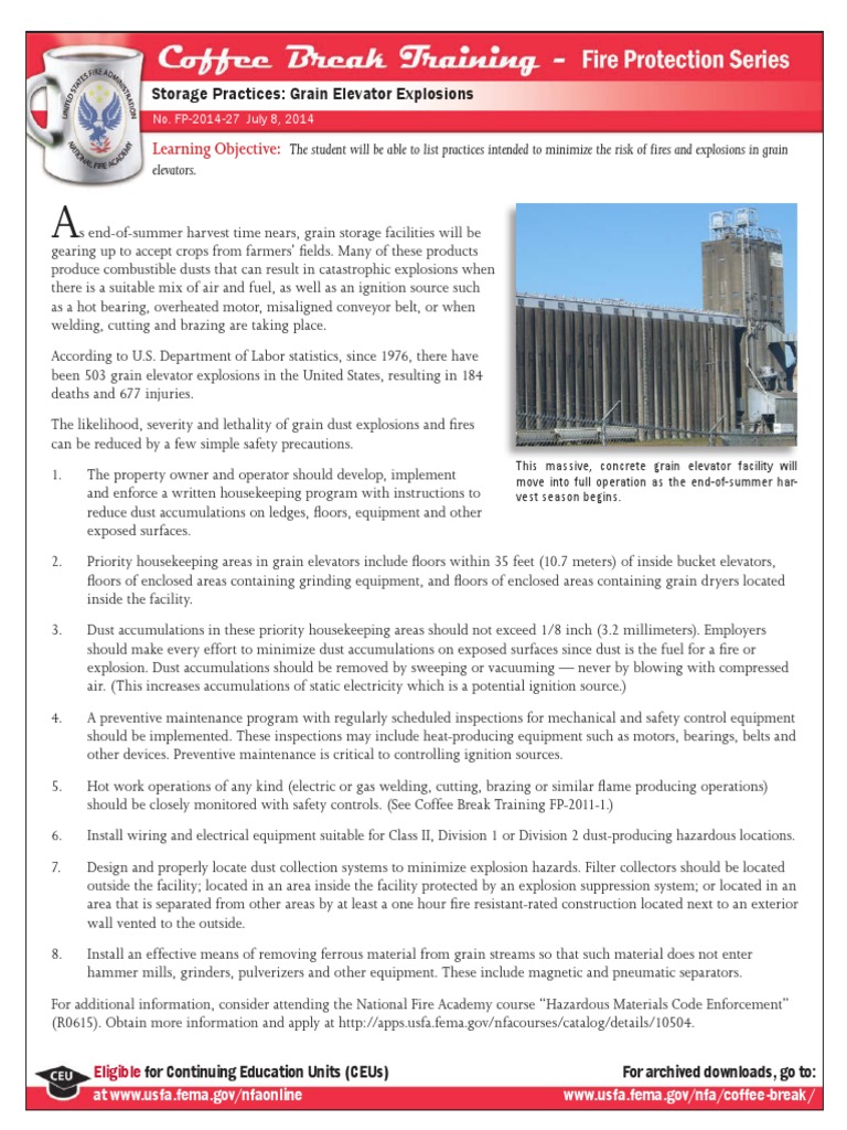 Minimizing the Risk of Fires and Explosions in Grain Elevators Through ...