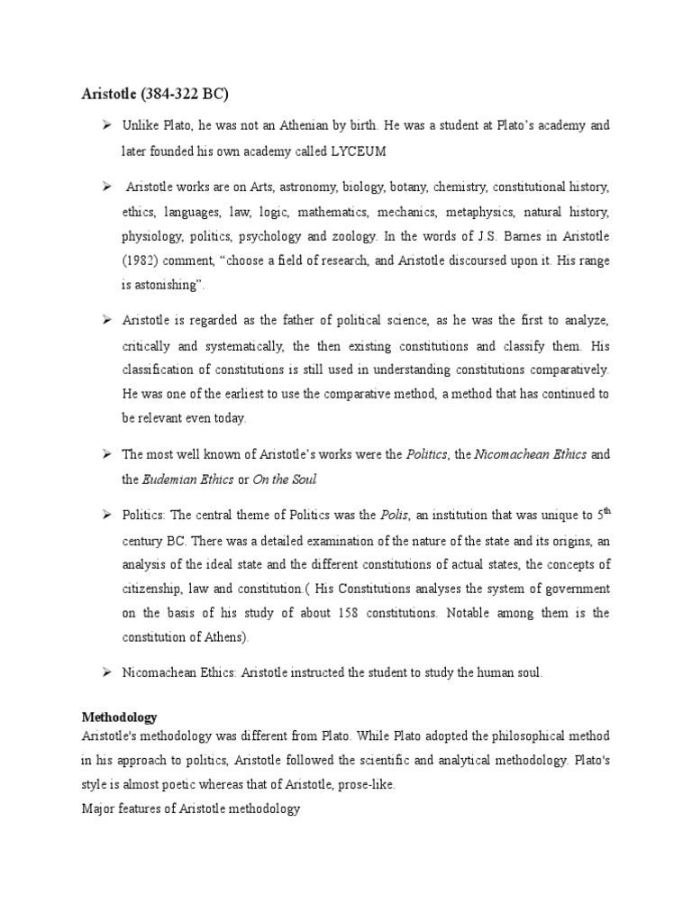 Aristotle (384-322 BC) : Methodology | PDF | Science | Philosophical ...