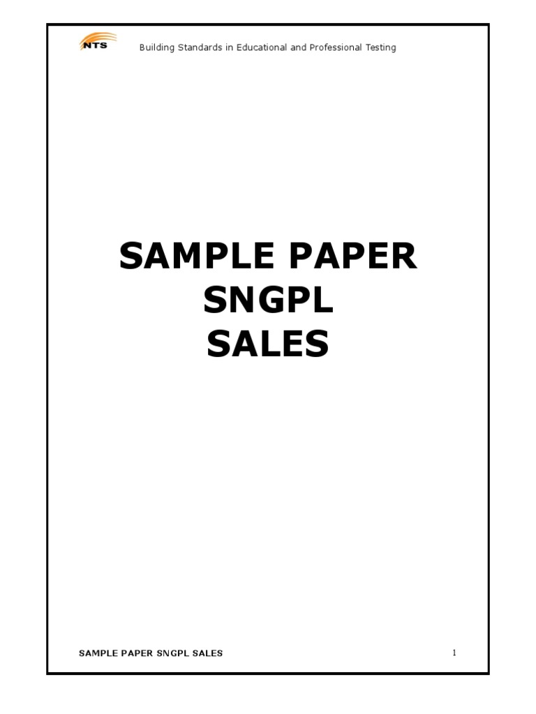 SNGPL Sales Officer Sample Paper 2014 | PDF