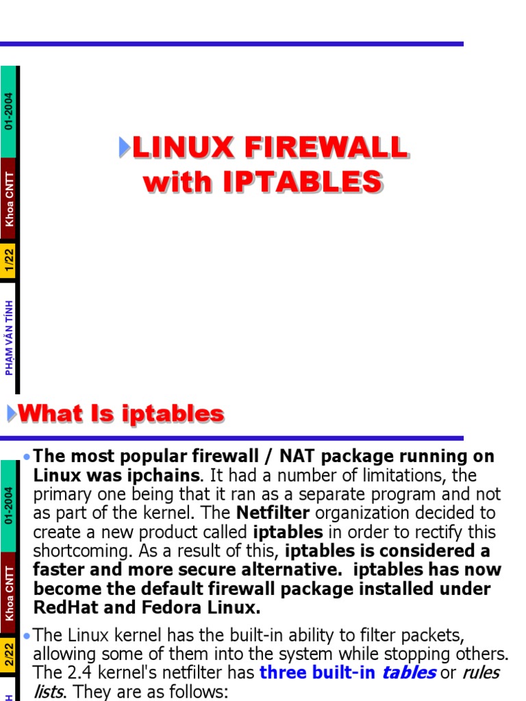Linux Firewall With Iptables | PDF | Firewall (Computing) | Port (Computer Networking)