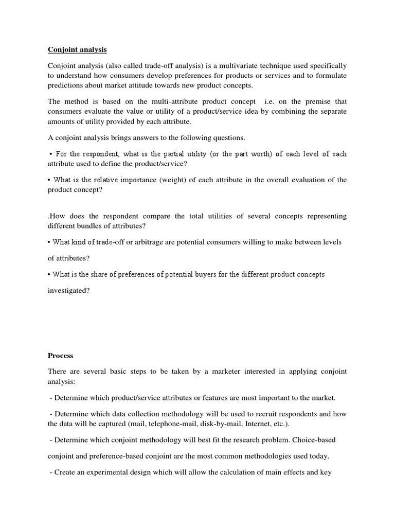 Conjoint Analysis | PDF | Utility | Market (Economics)