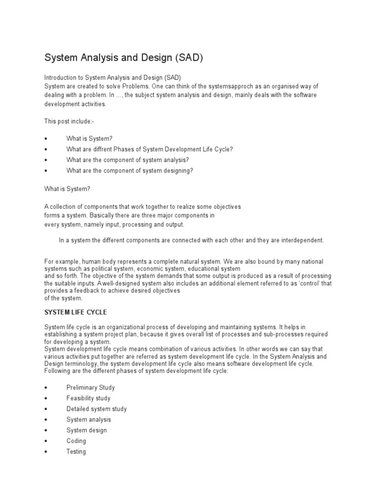 System Analysis and Design | PDF | Business Process | Feasibility Study