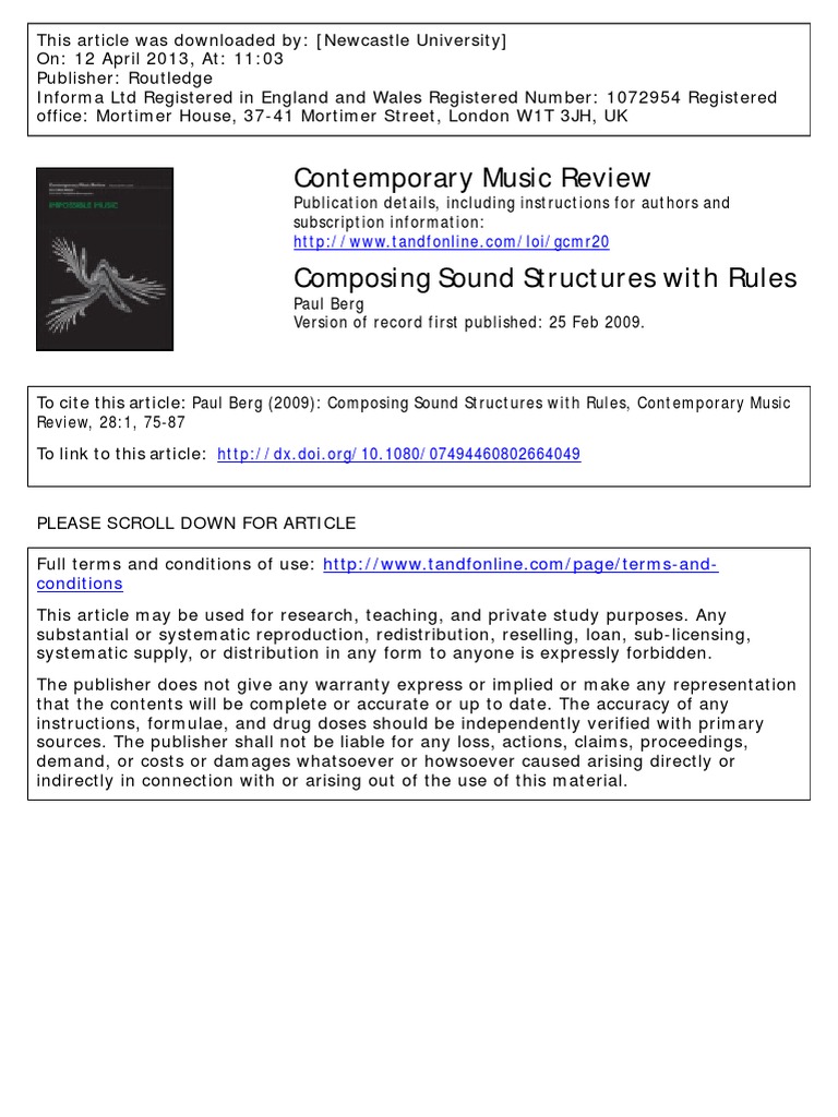 Composing Sound Structures With Rules | PDF | Parameter (Computer ...