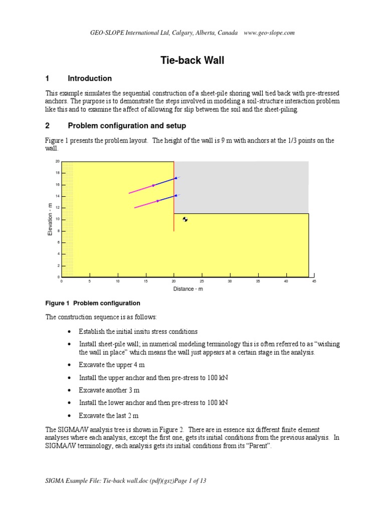 Tie Back Wall | PDF | Pressure | Stress (Mechanics)