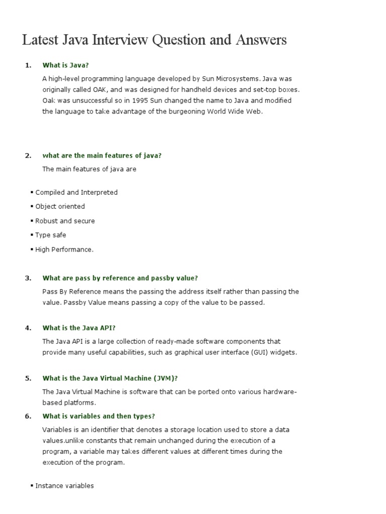 Latest Java Interview Question and Answers | PDF | Method (Computer ...
