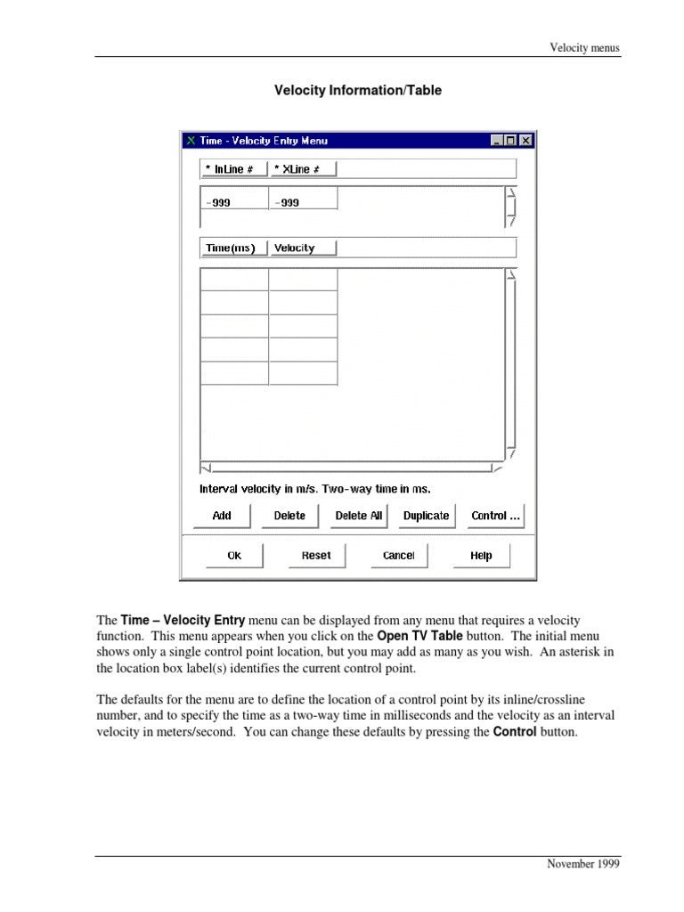 Velocity Information/Table | PDF | File Format | Computer File