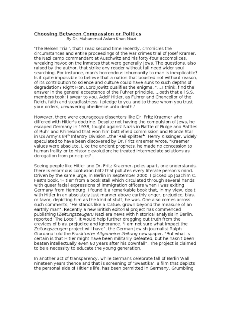 Compassion vs. Politics in History | PDF | Nazi Germany | Germany