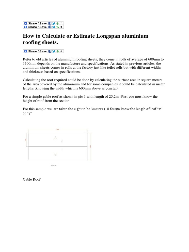 How To Calculate or Estimate Longspan Aluminium Roofing Sheets | PDF ...