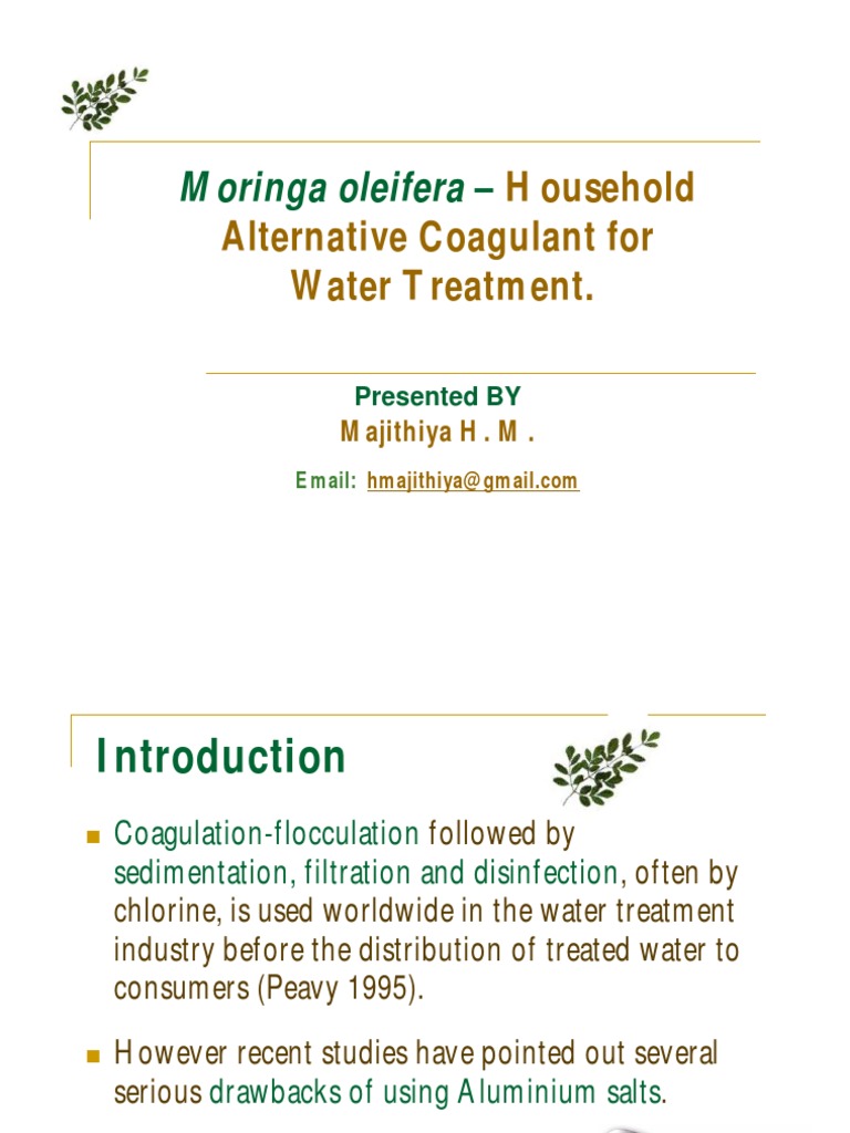 Optimization of Moringa oleifera Seed Extract as a Natural and Sustainable Alternative Coagulant ...