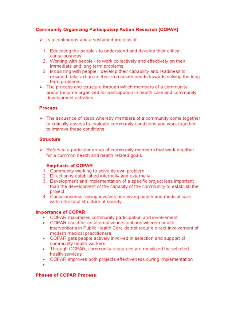Community Organizing Participatory Action Research | PDF ...