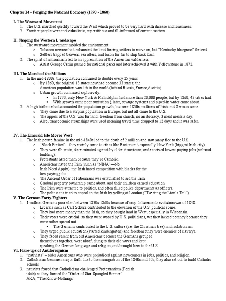 APUSH CH 14 Notes - American Pageant | PDF | Cotton | Trade Union