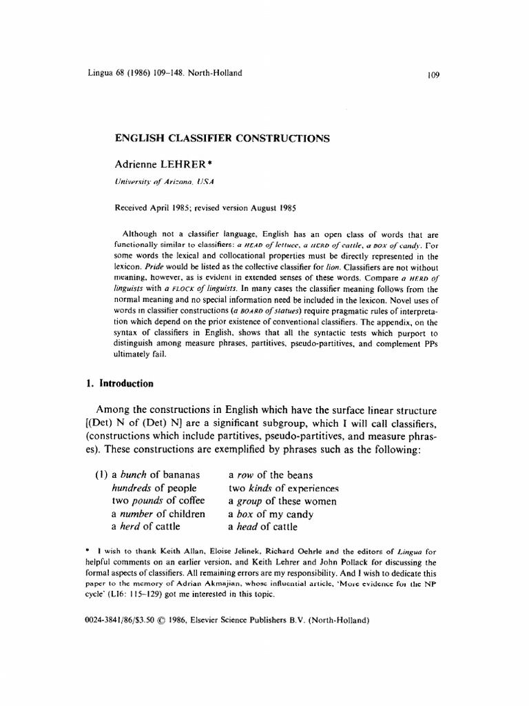 English Classifier Constructions Explained | PDF | Idiom | Noun